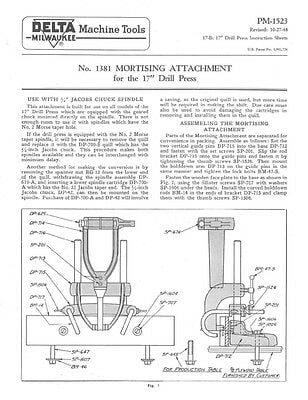 Delta Rockwell No. 1381 Mortising Attachment for the 17" Drill Press ...