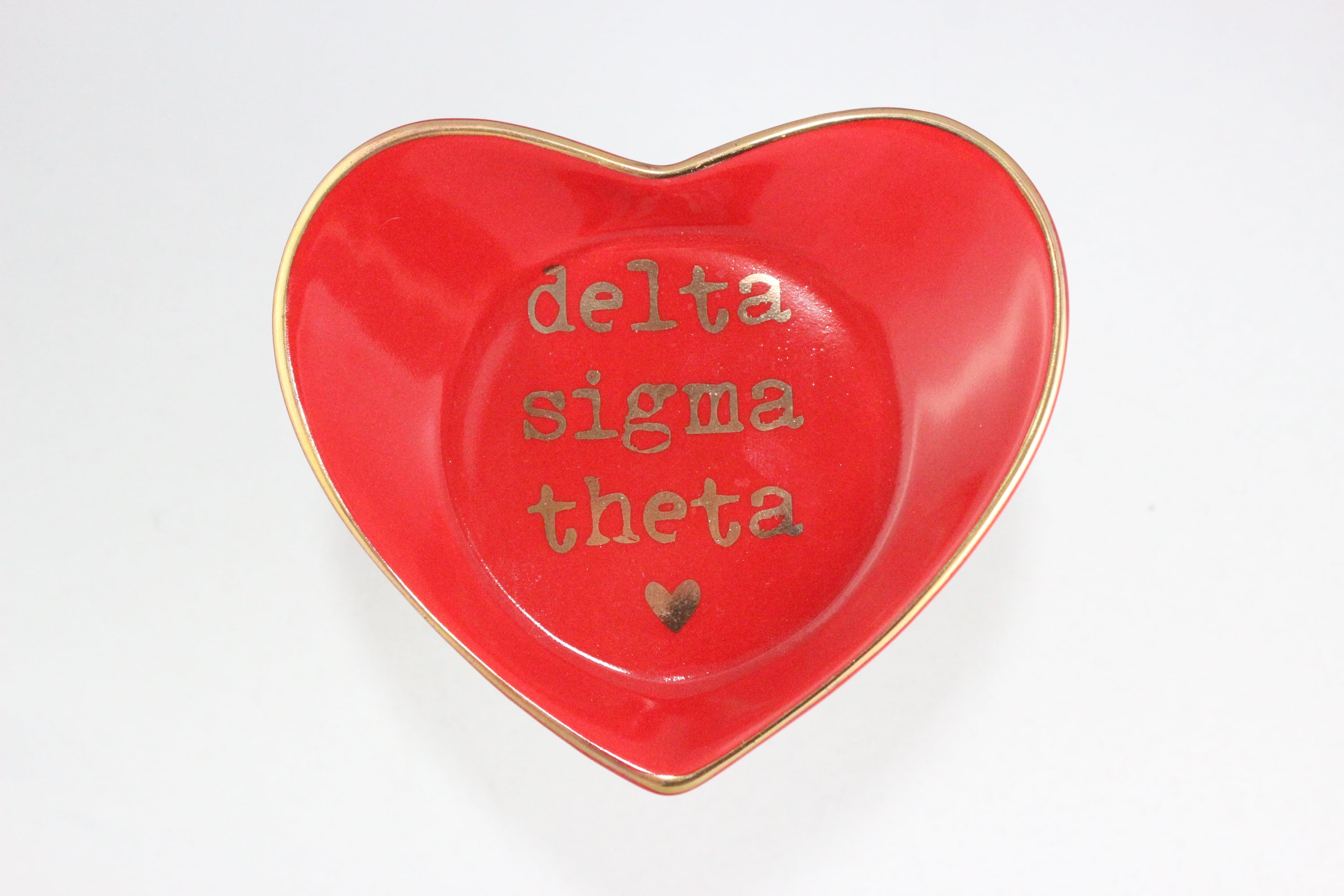 Delta Sigma Theta Jewelry Dish - Heart-Shaped High-Gloss Finish Ceramic ...