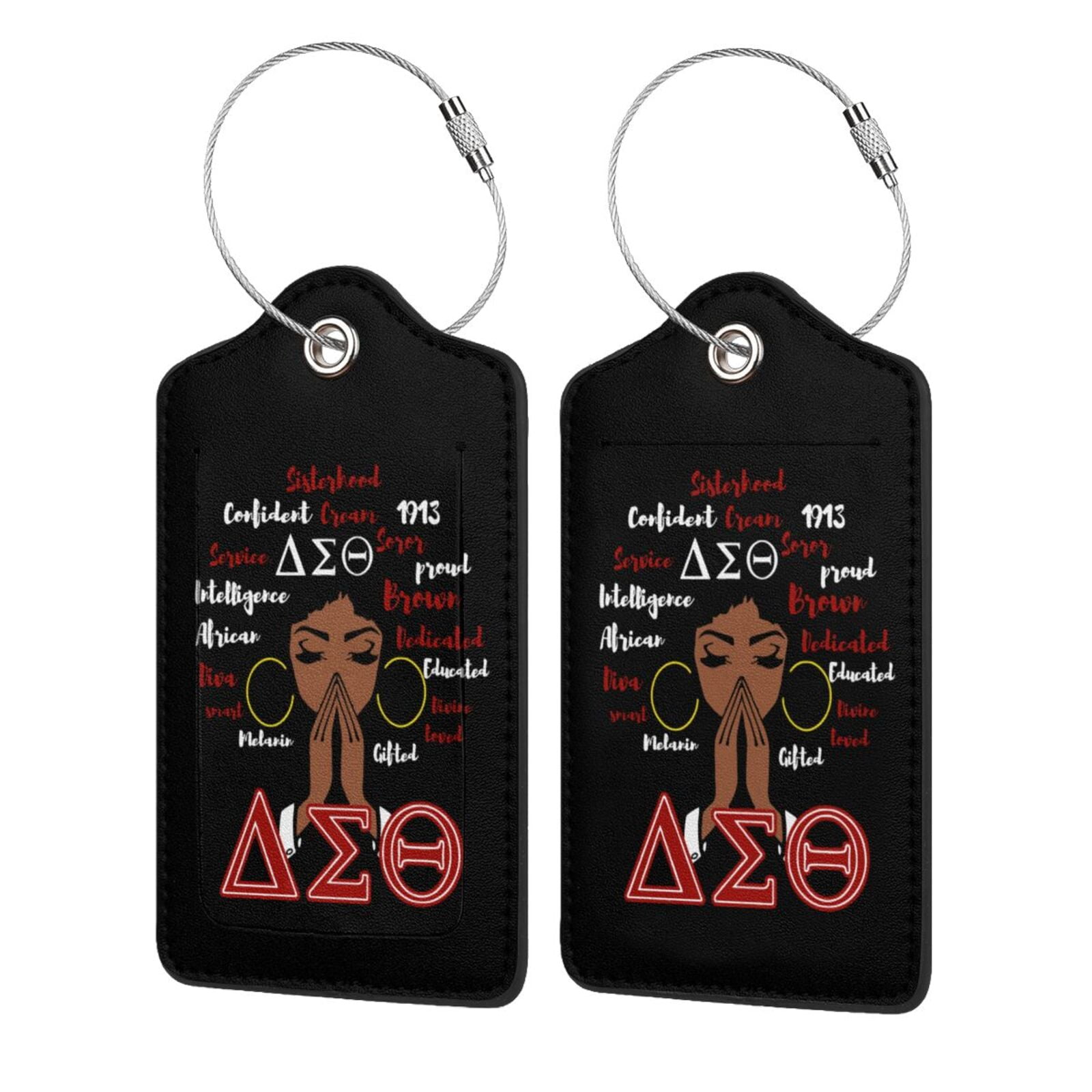 Delta Sigma Theta Luggage Tags with Stainless Steel Loop Privacy Cover ...