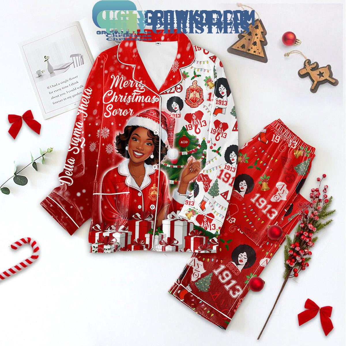 Delta Sigma Theta Merry Christmas Soror 2024 Polyester Pajamas Set - Walmart.com