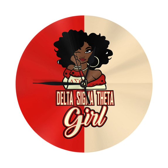 Delta Sigma Theta Round Wall Clock Living Room Silent Non Ticking ...