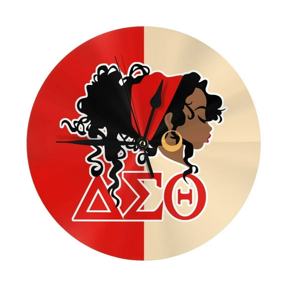 Delta Sigma Theta Round Wall Clock Living Room Silent Non Ticking ...