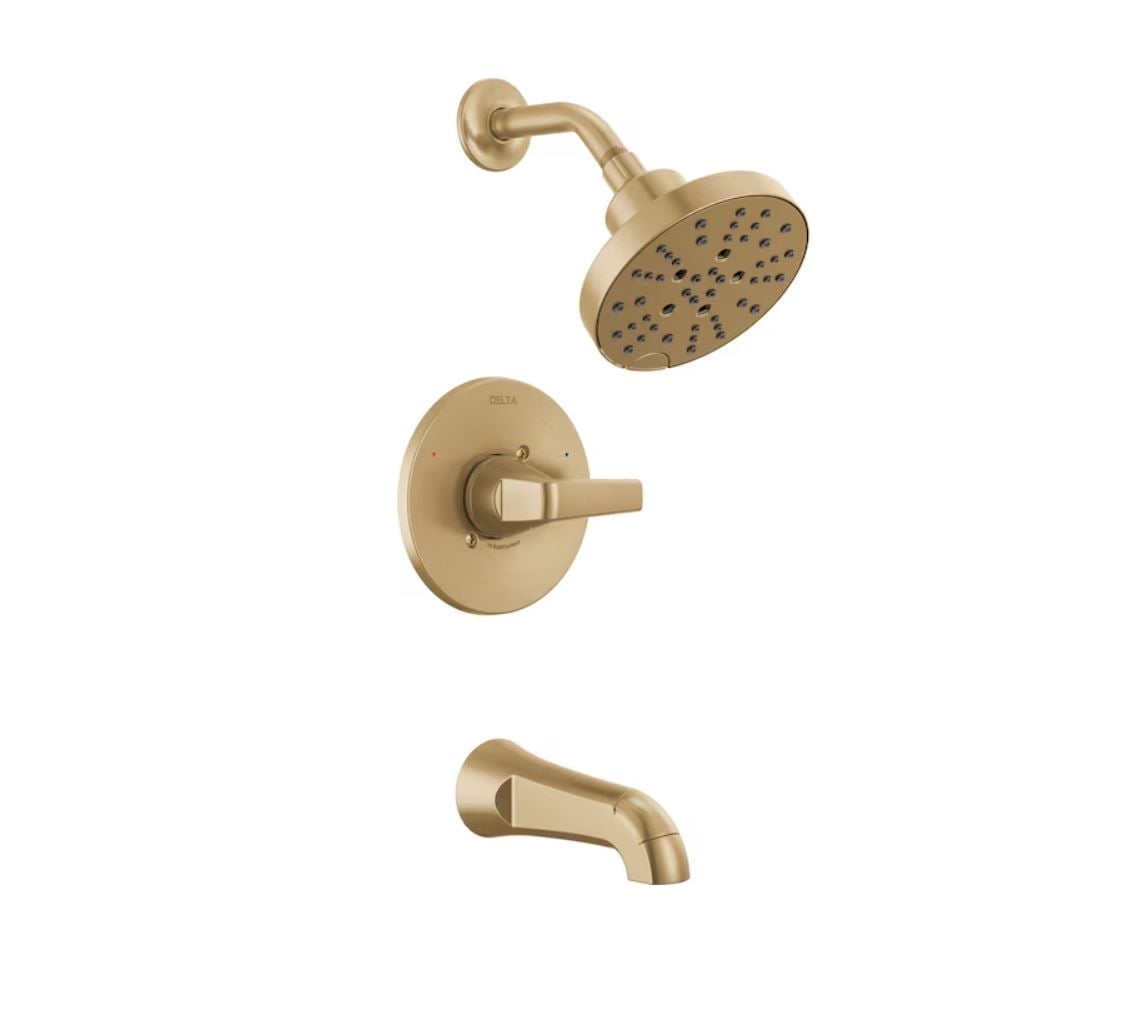 Delta Sparrow Champagne Bronze 1-handle Multi-function 6-in Round ...