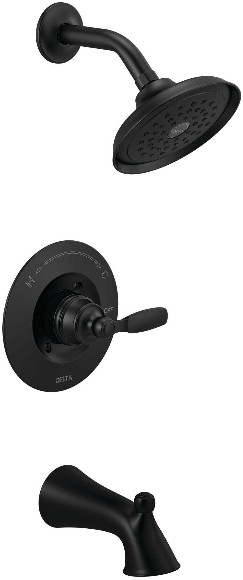Delta T14432 Woodhurst Black Round 1 Handle Tub And Shower Trim Package ...