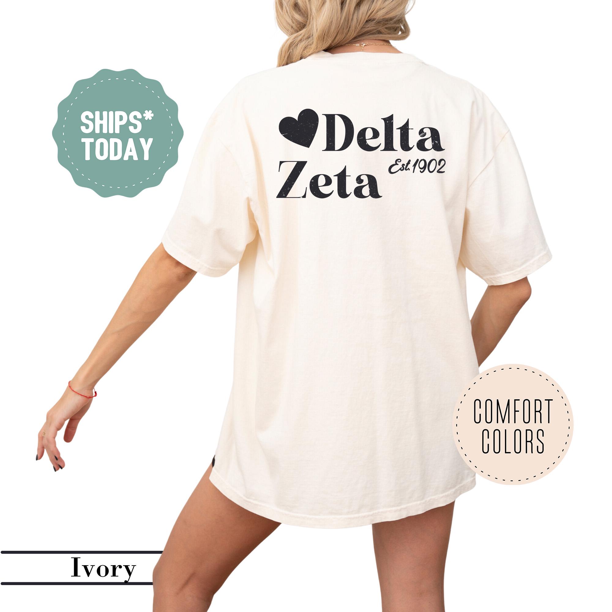 Delta Zeta Black Heart Sorority T-Shirt - Dee Zee Sorority Shirt ...