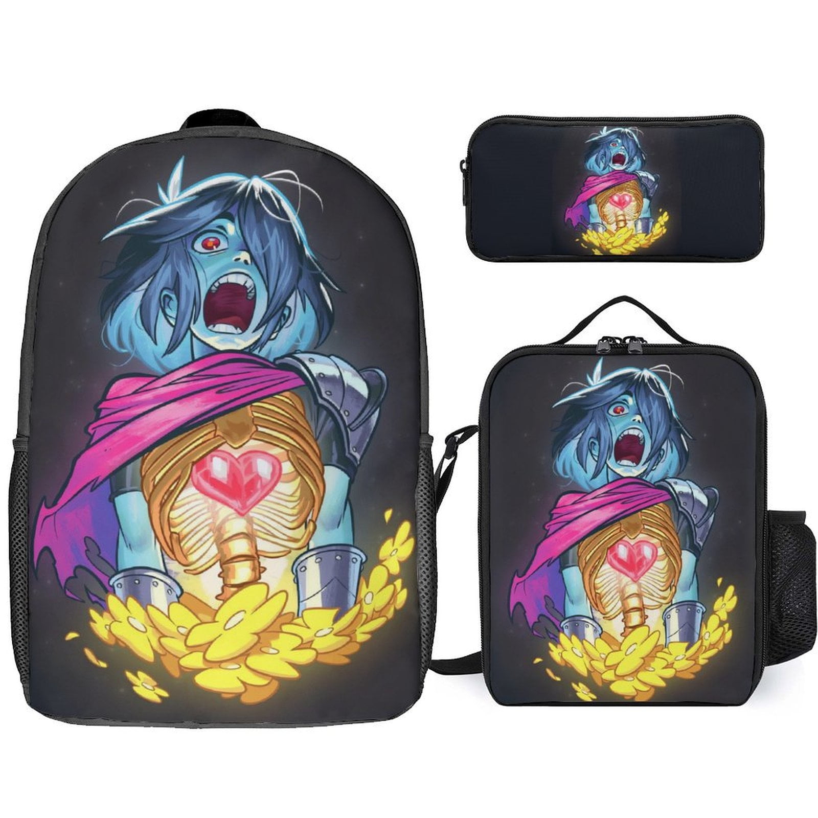 Deltarune 3 Piece Backpack Set with Lunch Bag Pencil Case , High ...