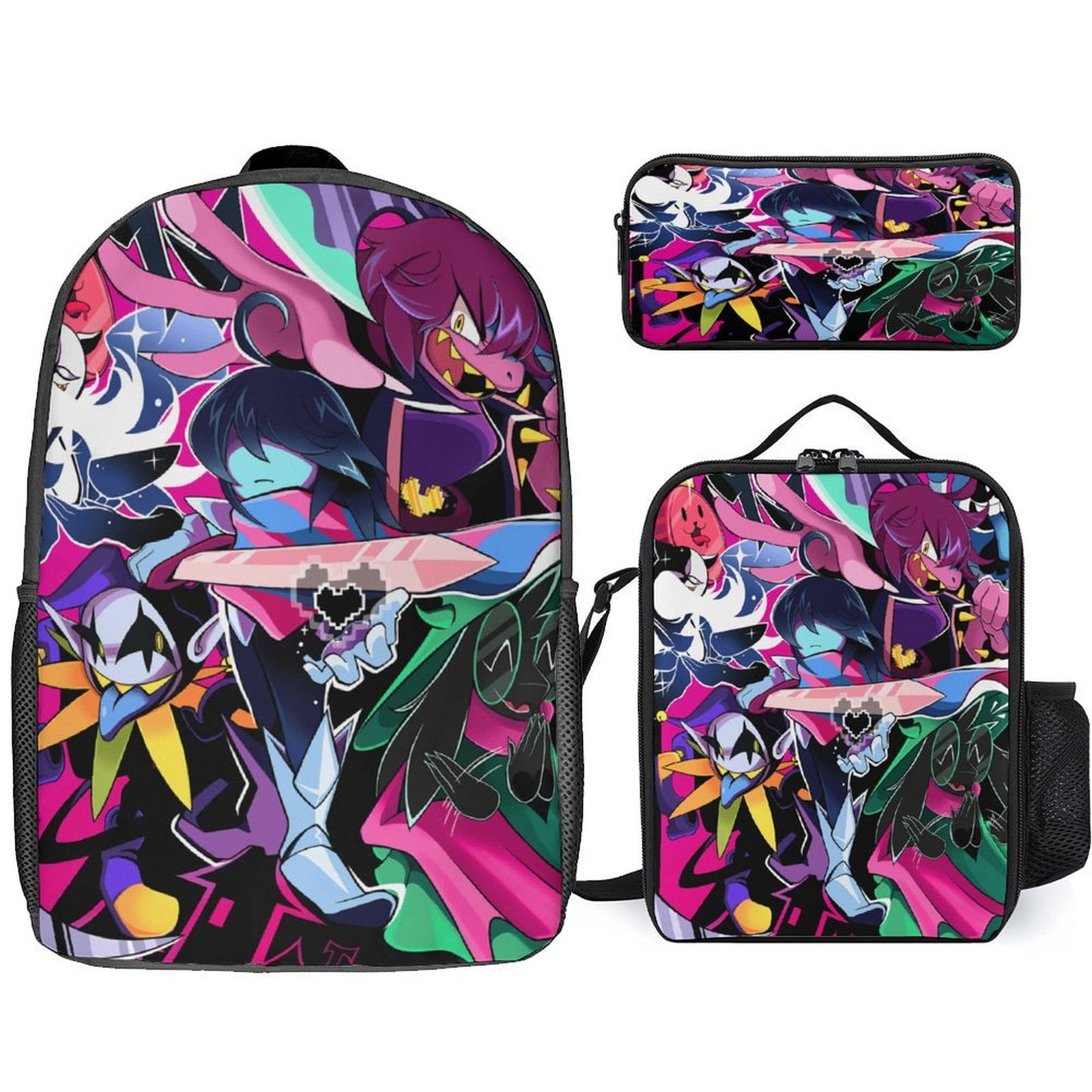 Deltarune High Quality Backpack with Portable Lunch Bag And Stationery ...