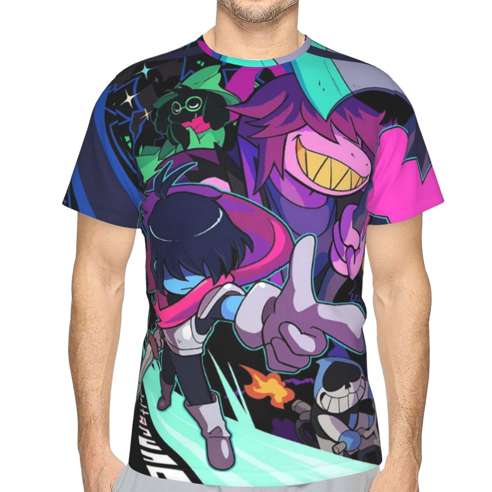 Deltarune Men's T-Shirt Slim Fit Short Sleeve Shirts Casual Graphic ...