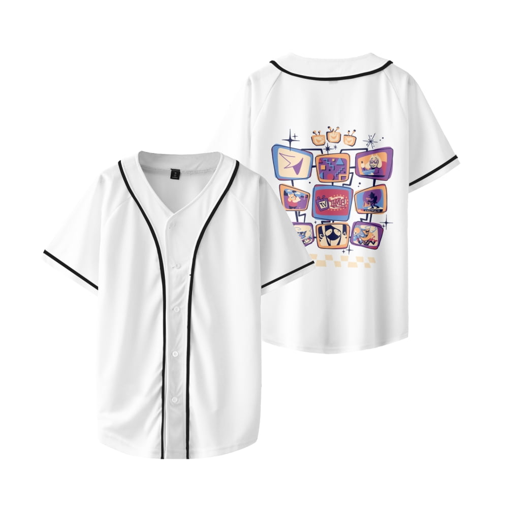 Deltarune TV Time Jersey Button Down Shirts Short Sleeve Hip Hop Sports ...