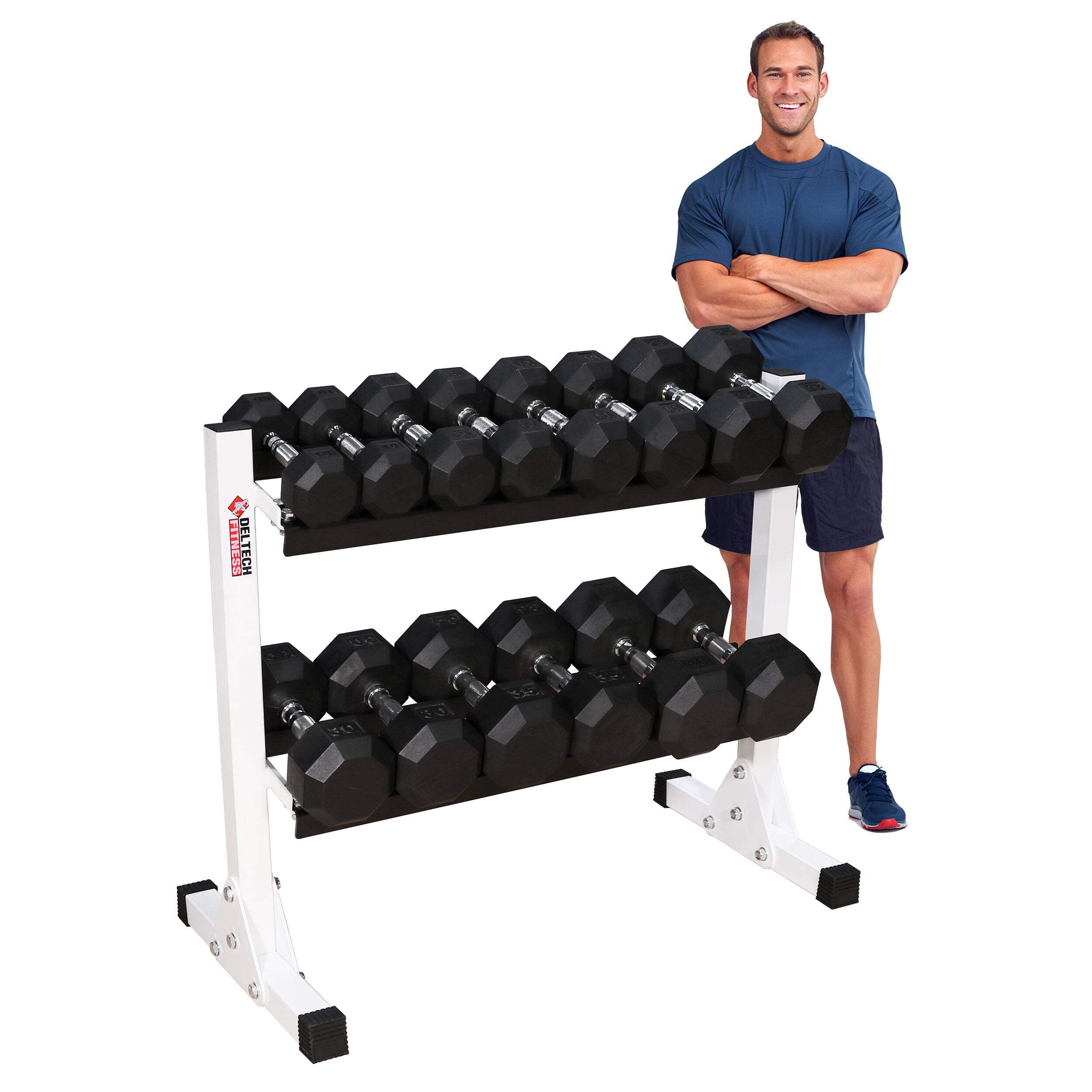 Deltech Fitness Dumbbell Rack, 38" Two Tier for Weight Sets Storage ...
