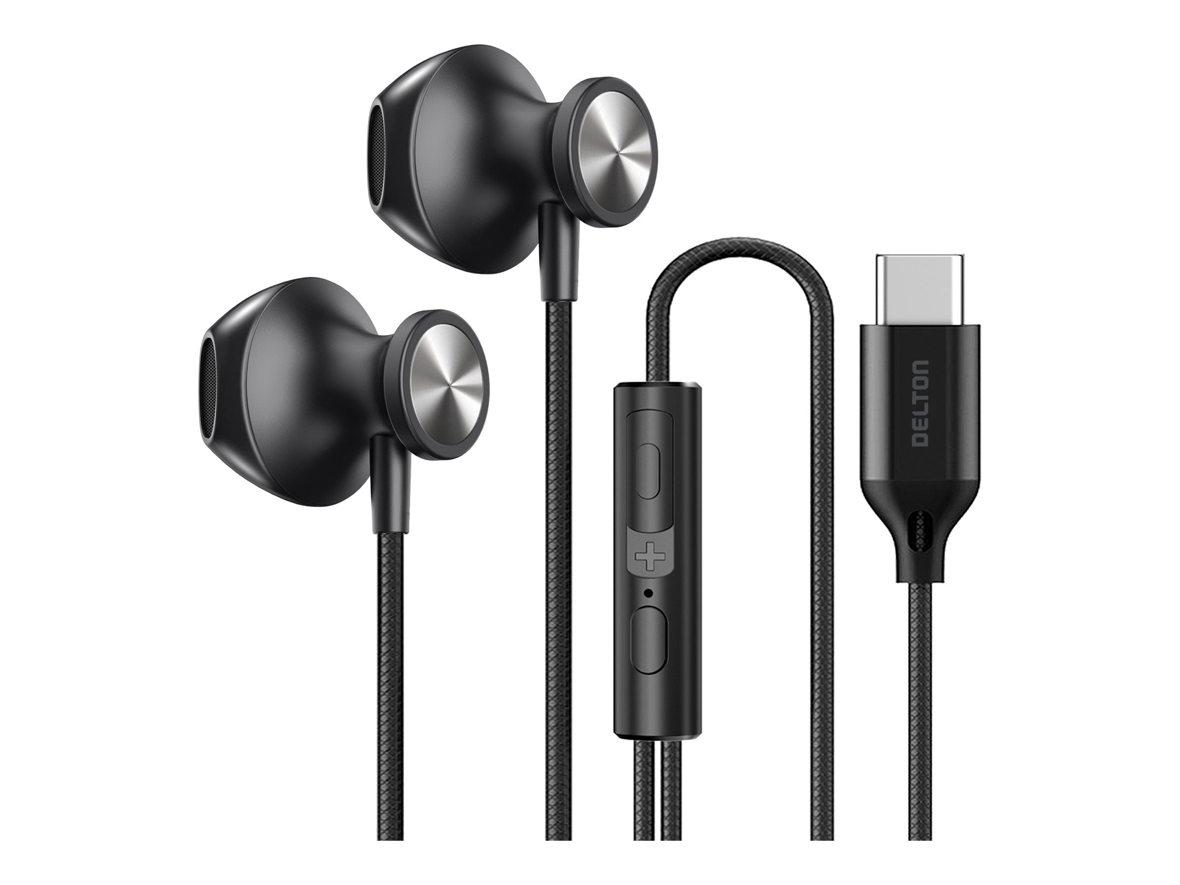 Delton 15EC Computer Earbuds with Microphone, Wired Headphones USB-C ...
