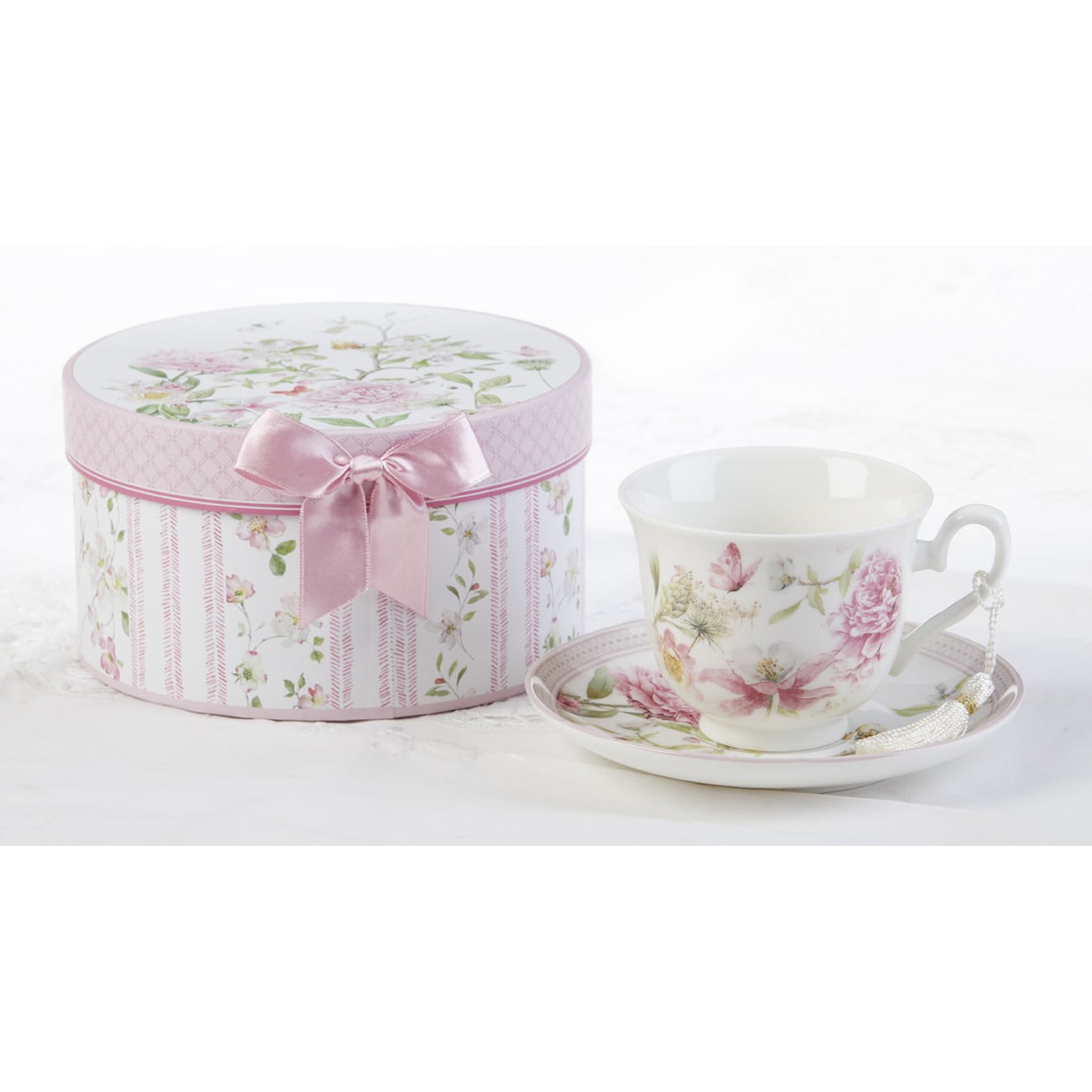 Delton 3.5 Inch Porcelain Cup and Saucer, Pink Peony Tea Set, China ...