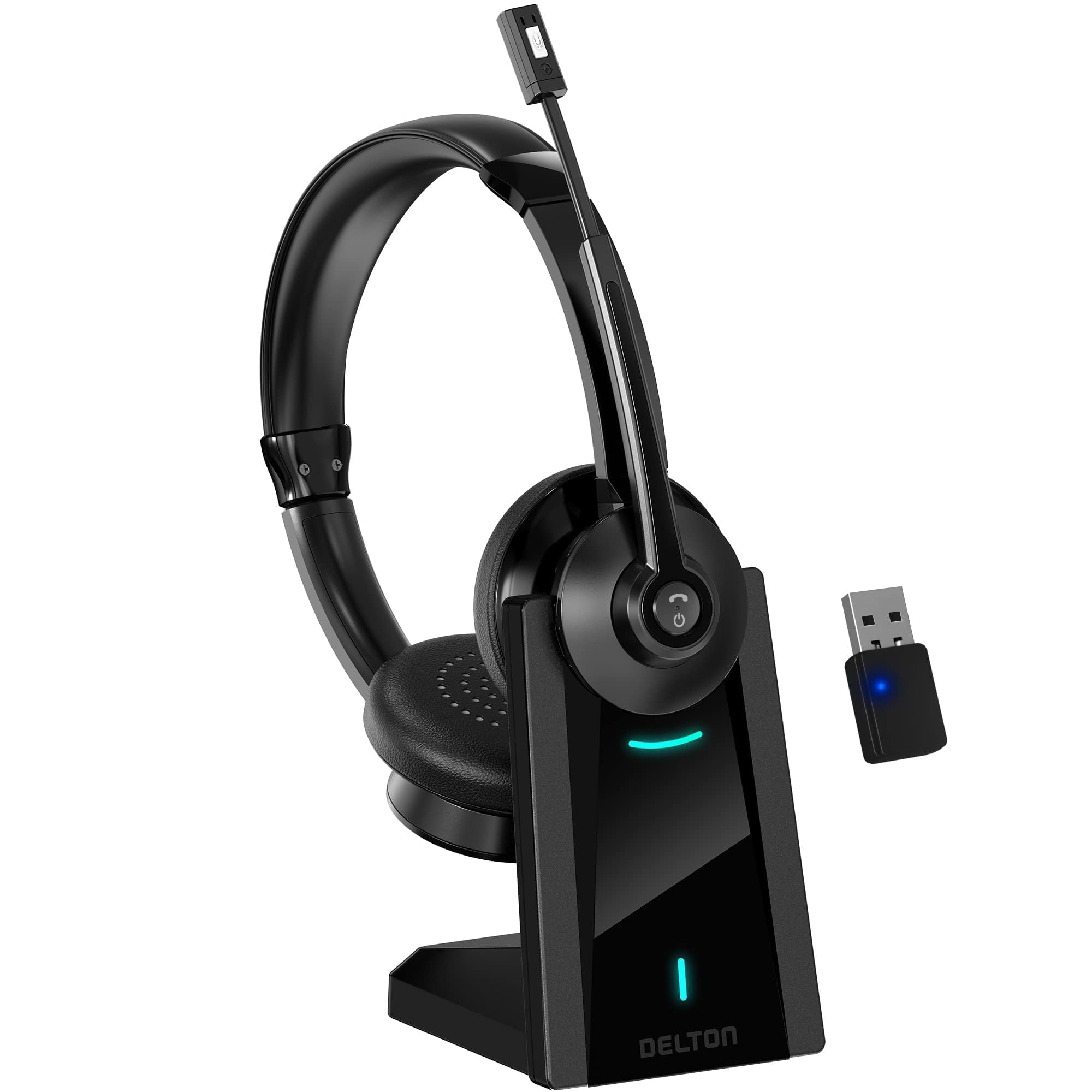 Delton 35x Ultralight Wireless Bluetooth Headset with Stand, Dongle for ...