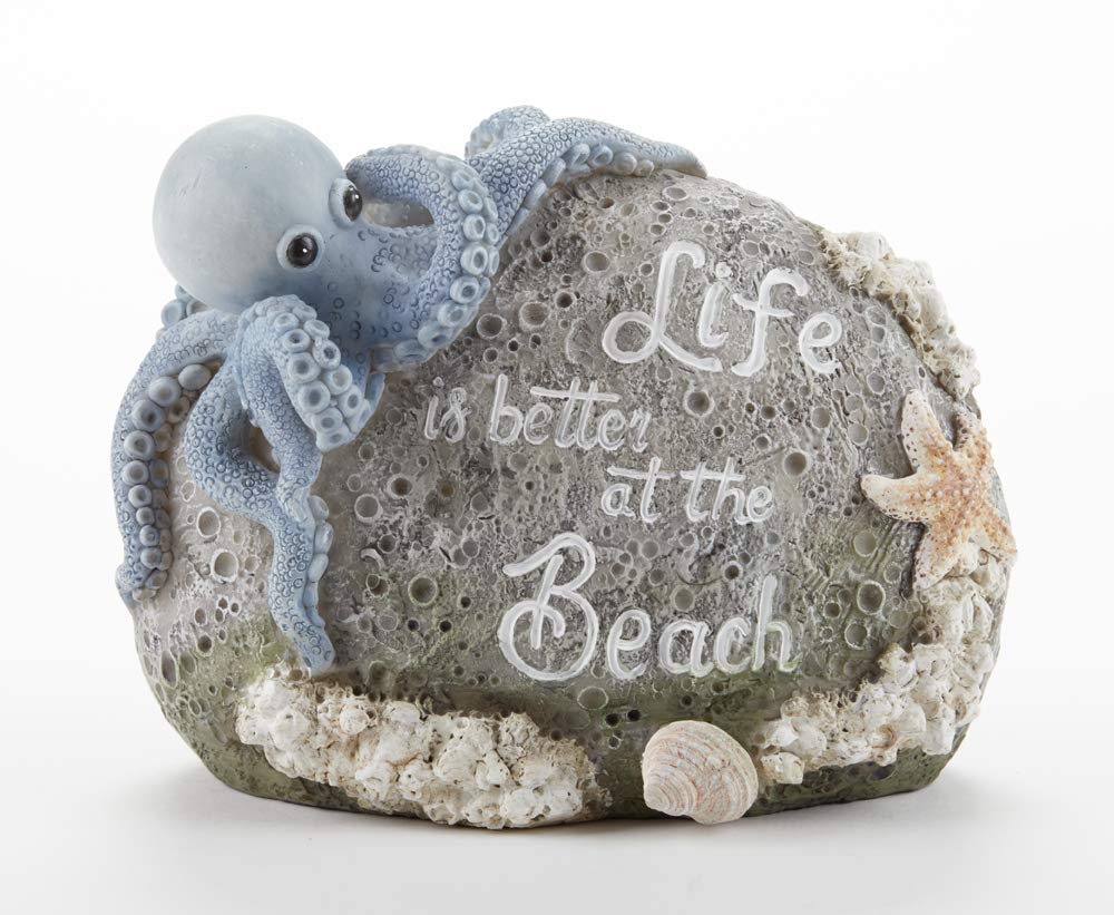 Delton 4353-4 Octopus Message Boulder Figurine, 6-inch Height, Resin ...