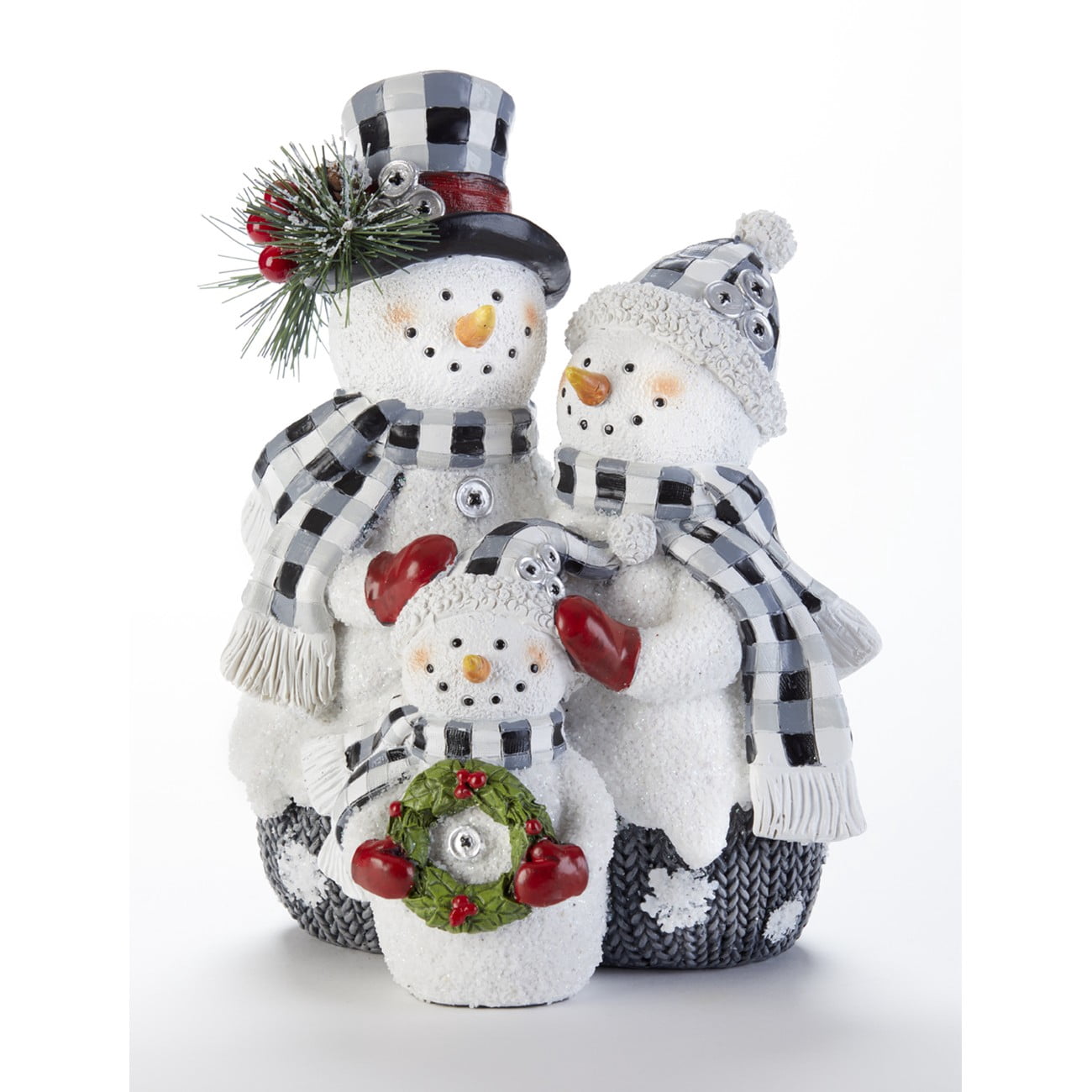 Delton Products 5707-1 Resin Blk/White Check Snowman Family, 9.3 inch ...