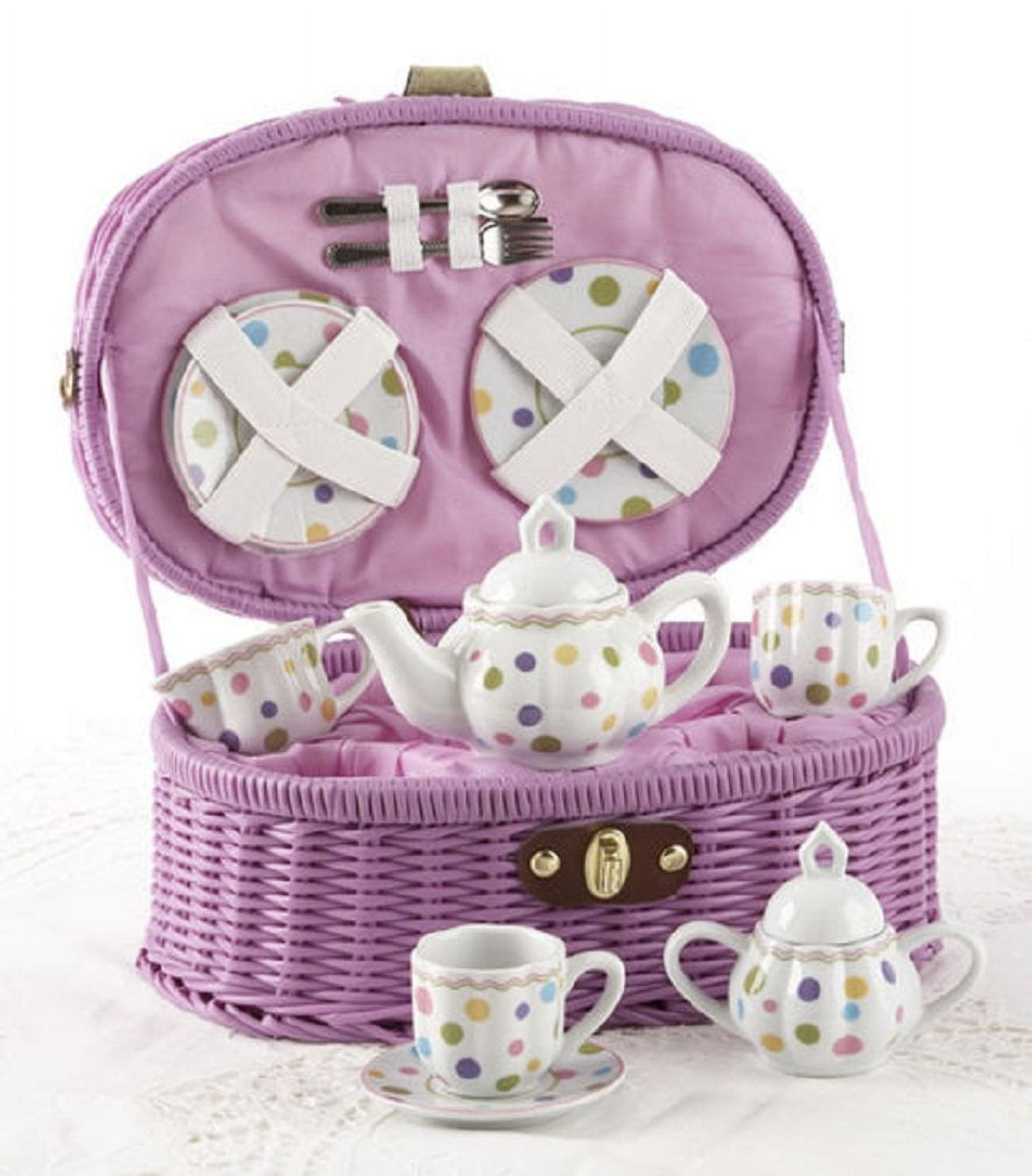 Delton Large Dollies Tea Set/ Basket with Gumdrops Design for Kids ...