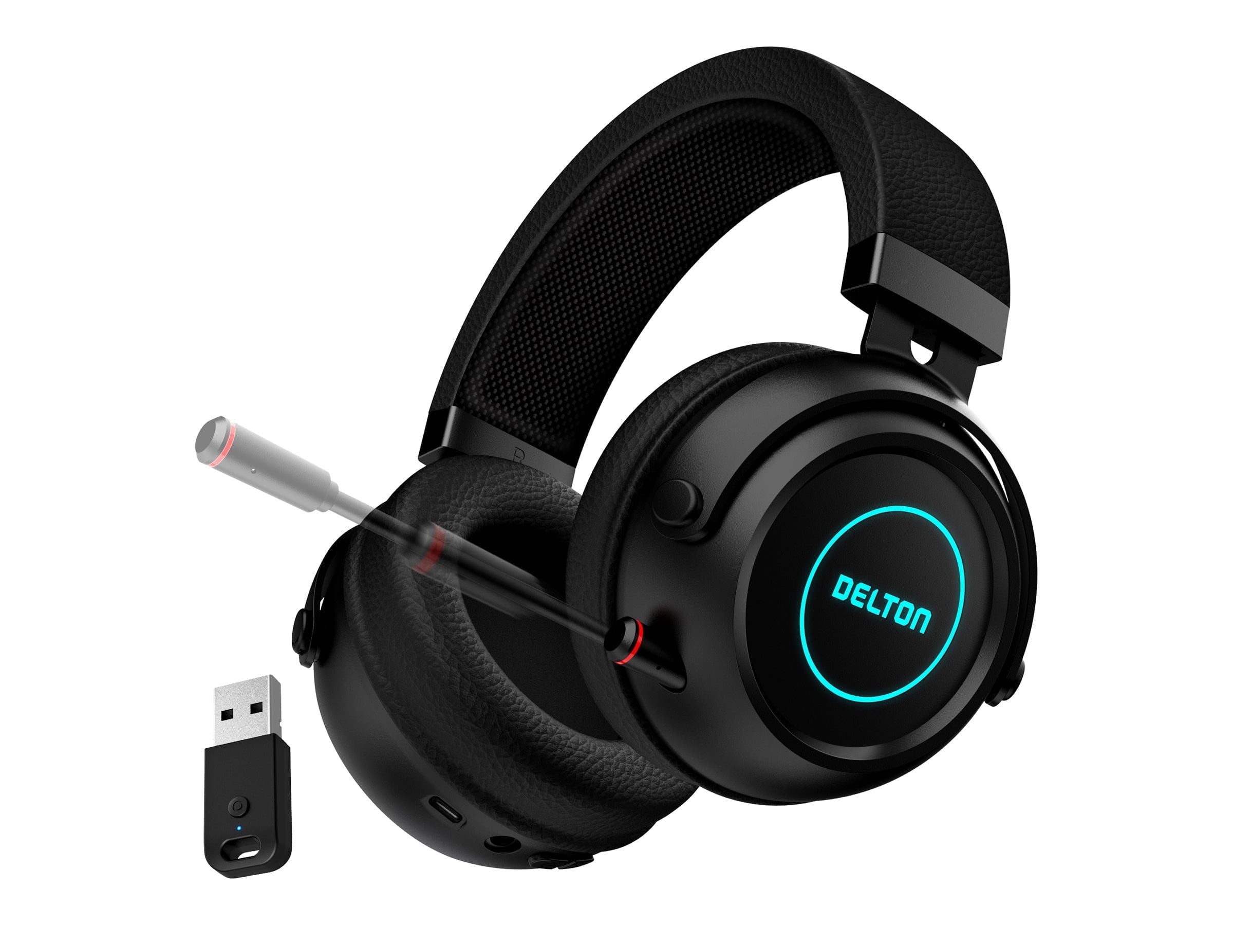 Delton Wireless Gaming Headset with Retractable CVC Mic, Auto Pair USB ...