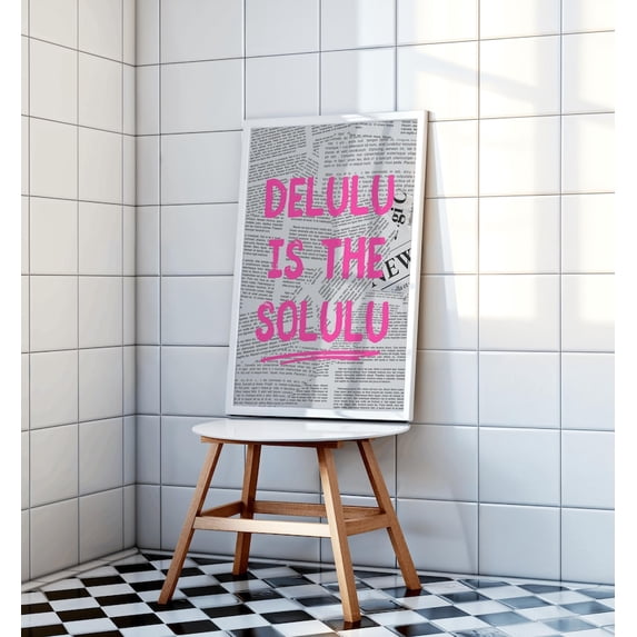 Delulu Poster Pink Trendy Newspaper Delusional Wall Art College ...