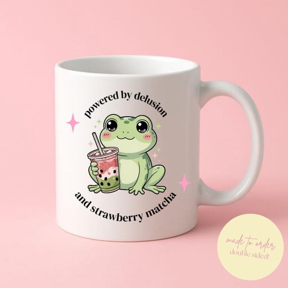 Delusional Era Frog Mug, Cute Pastel KawaI1I Coffee Cup, Animal Lover ...