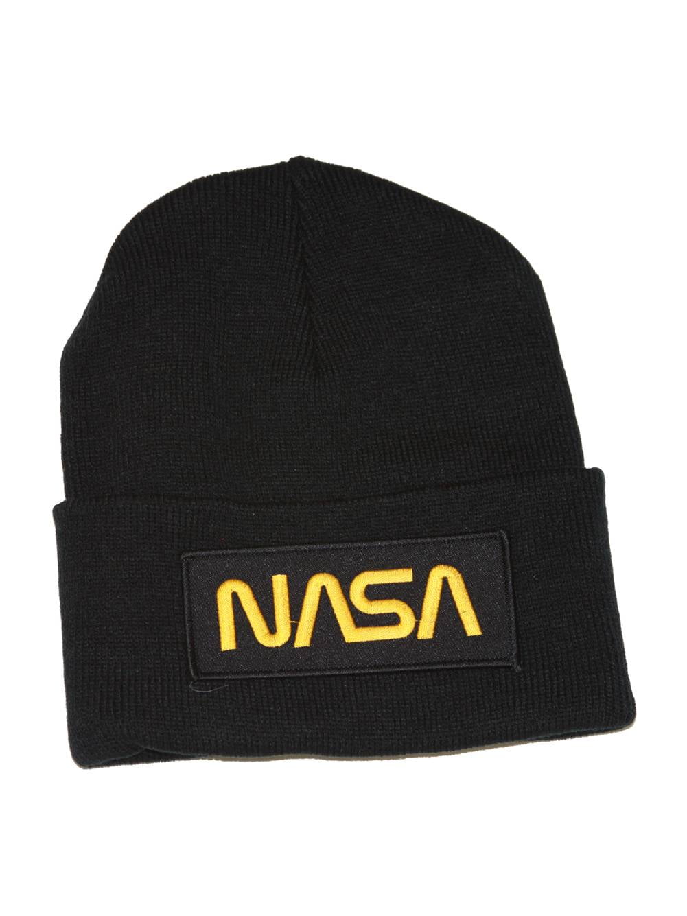 Delux 3D Patch Embroidery Black Cuff Beanie, Space NASA Gold Logo ...