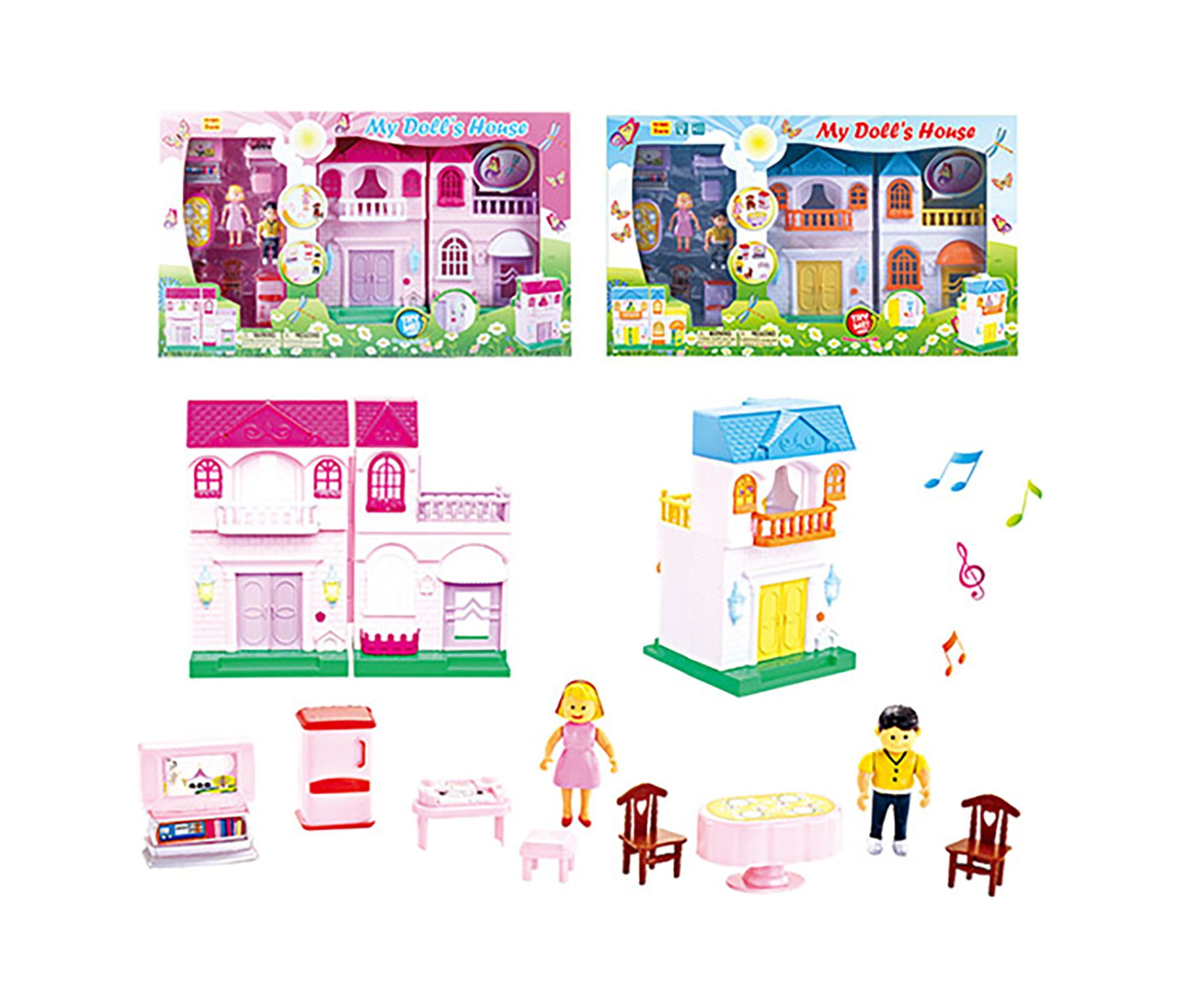 Deluxe 11-Piece Doll House Play Set with Accessories with Lights ...