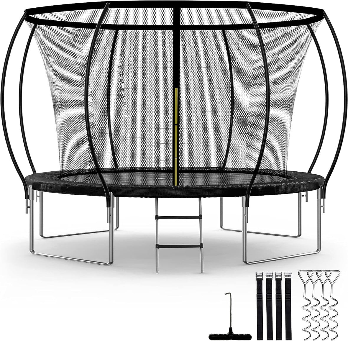 Deluxe 12FT Trampoline with Curved Poles, Round Recreational Trampoline ...