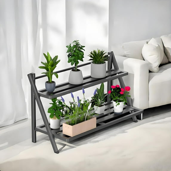 Deluxe 2-Tier Aluminum Plant Stand Indoor/Outdoor, Weather-Resistant ...