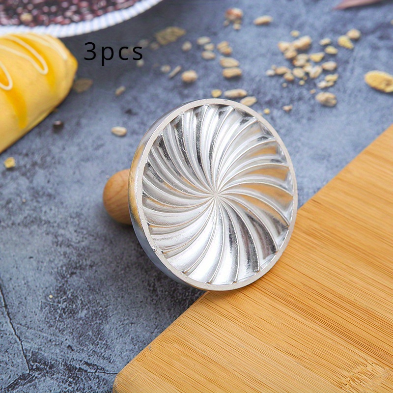 Deluxe 3-Inch Round Cookie Stamp Kit With Natural Hardwood Handle ...