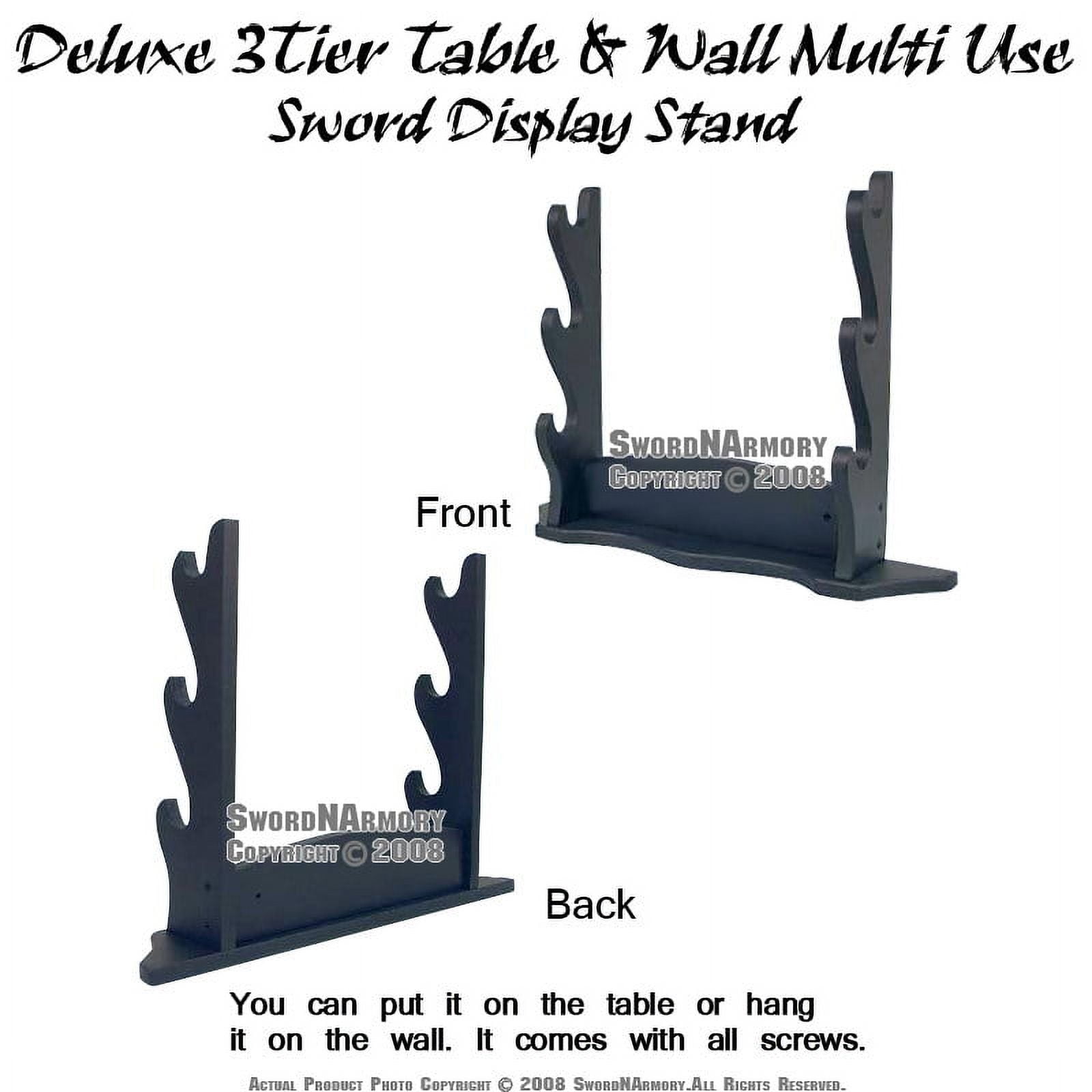 Deluxe 3Tier Table Wall Mount Multi Function Samurai Katana Sword ...