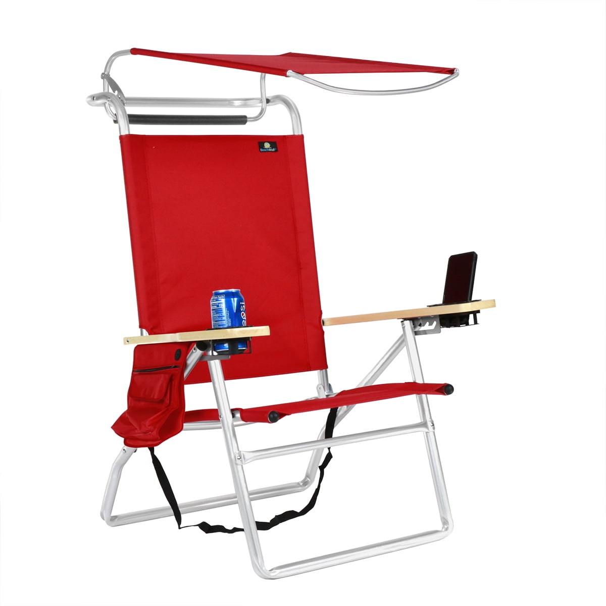 Deluxe 4 Reclining Position Aluminum Canopy Beach Chair for Adults ...