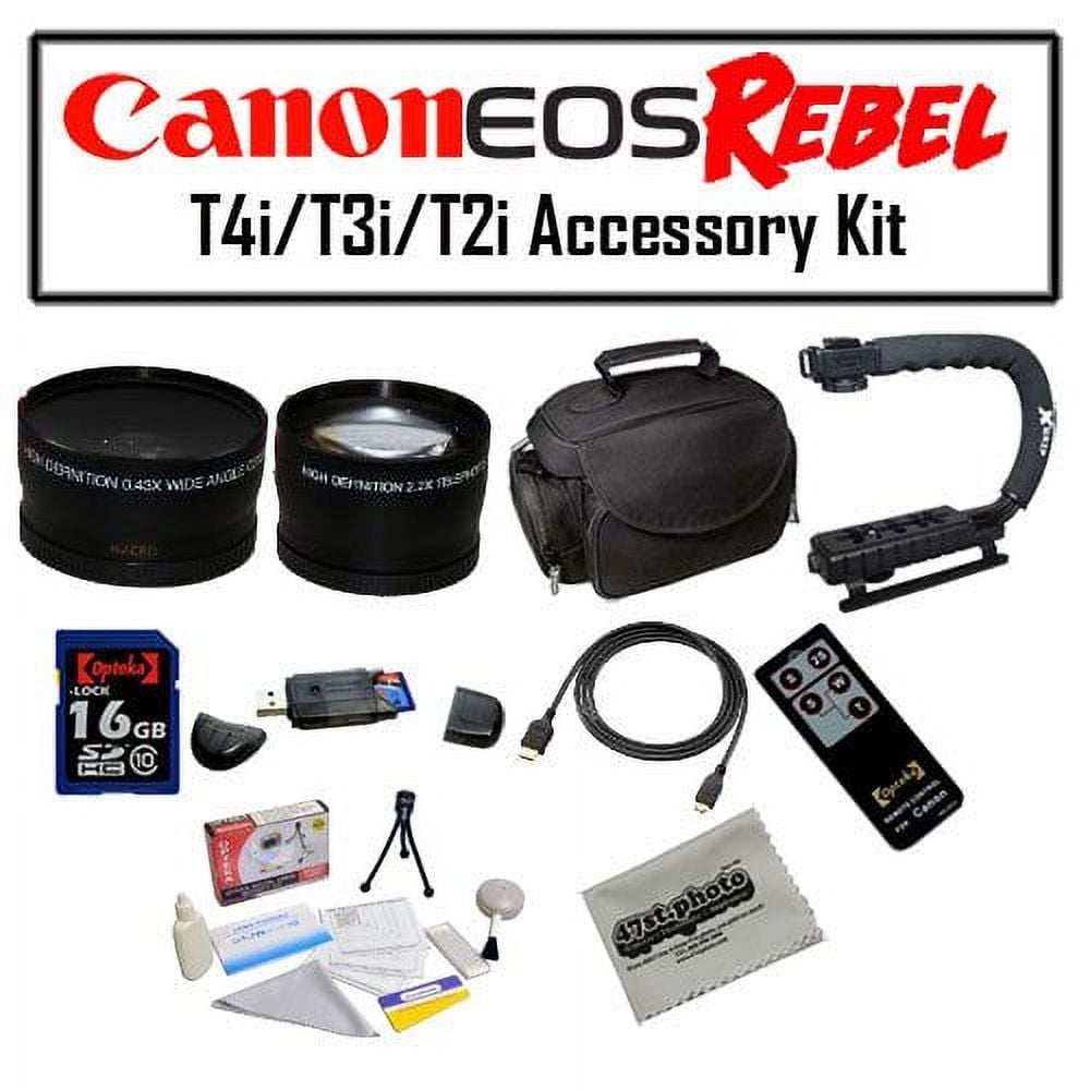 Deluxe Accessory Kit for Canon EOS Rebel T2i T3i T4i with Opteka ...