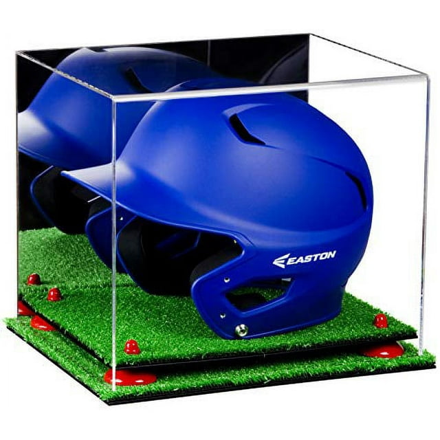 Deluxe Acrylic Baseball Batting Helmet Display Case with Red Risers ...