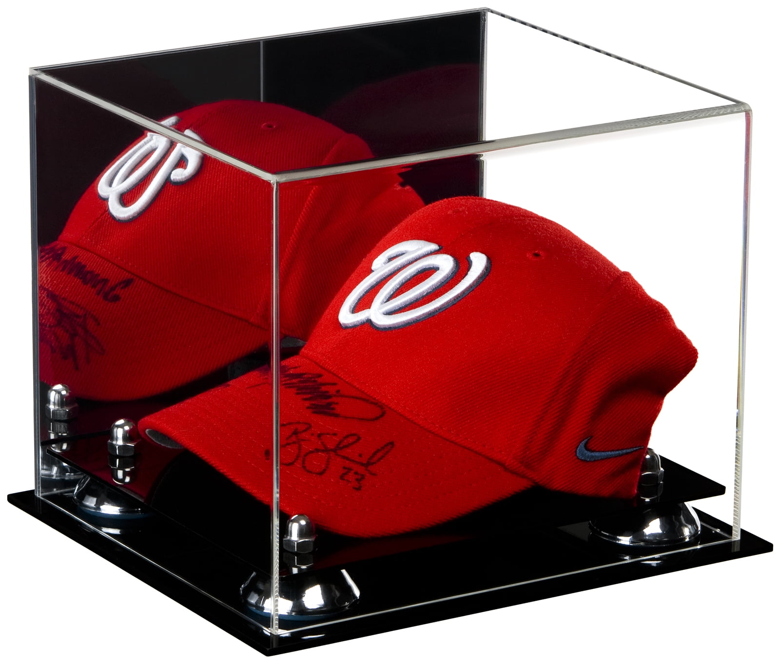 Deluxe Acrylic Baseball Cap Display Case with Silver Risers and Mirror ...