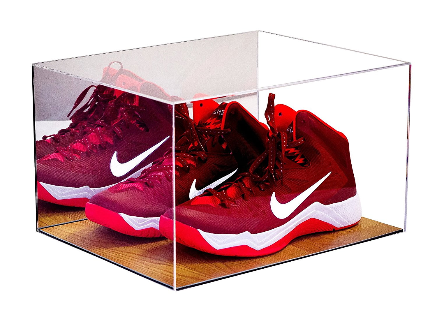 Deluxe Acrylic Basketball Shoe Display Case with Wood Floor and Mirror ...