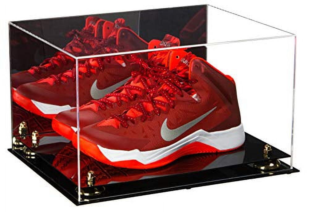 Deluxe Acrylic Basketball Shoe Pair Display Case with Gold Risers and ...