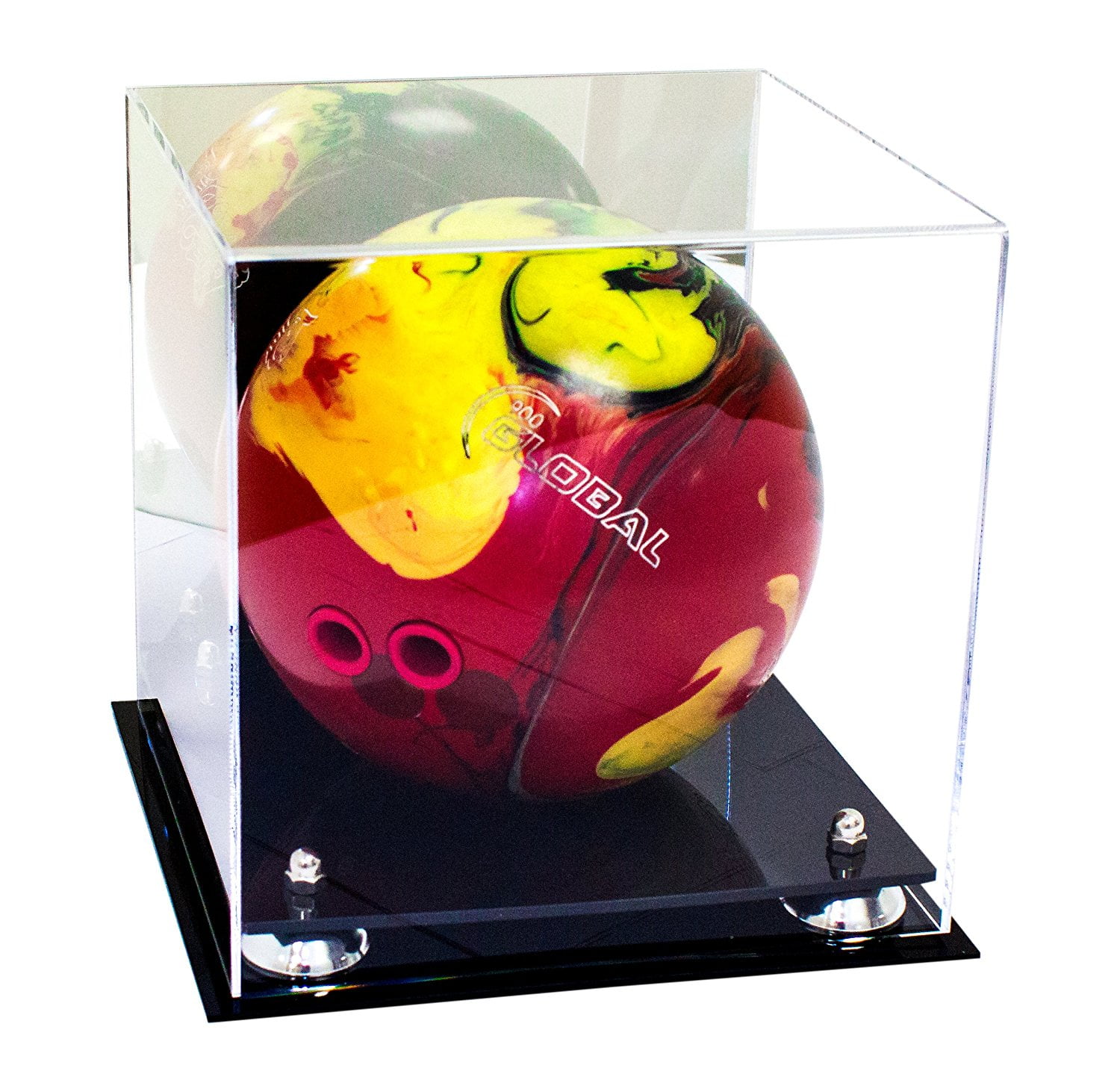 Deluxe Acrylic Bowling Ball Display Case with Silver Risers and Mirror ...