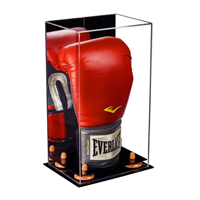 Deluxe Acrylic Boxing Glove Display Case with Mirror and Orange Risers ...