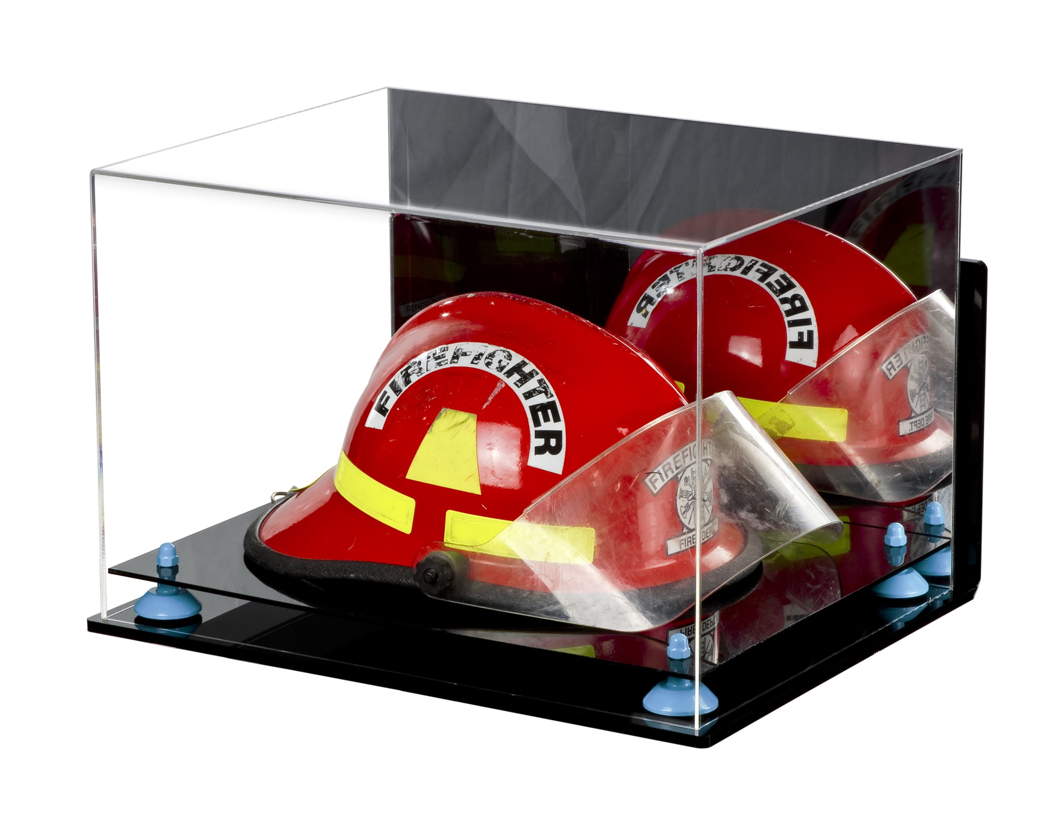 Deluxe Acrylic Fireman's Helmet Display Case with Blue Risers Mirror ...