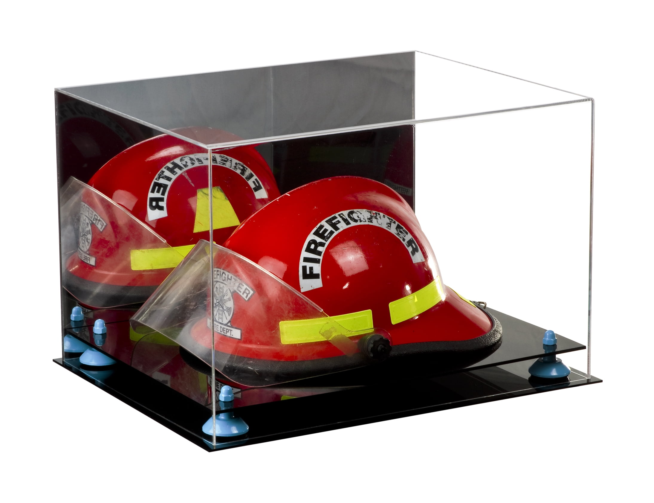 Deluxe Acrylic Fireman's Helmet Large Display Case with Blue Risers and ...