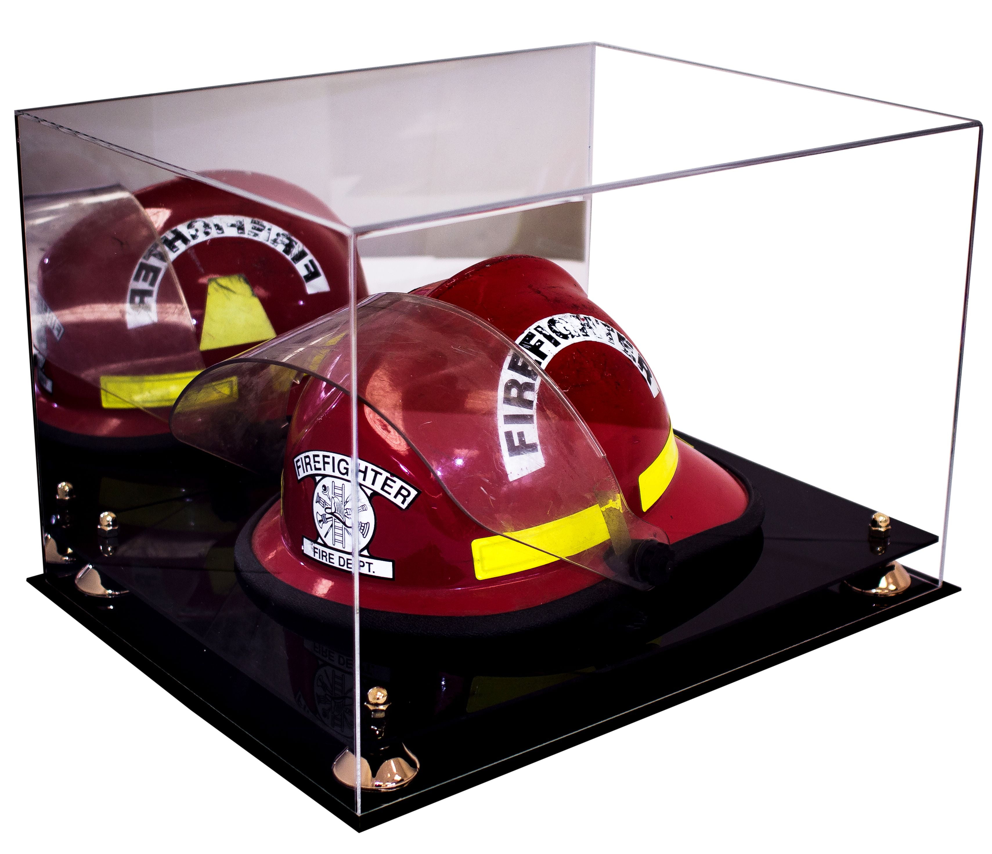 Deluxe Acrylic Fireman's Helmet Large Display Case with Gold Risers and ...