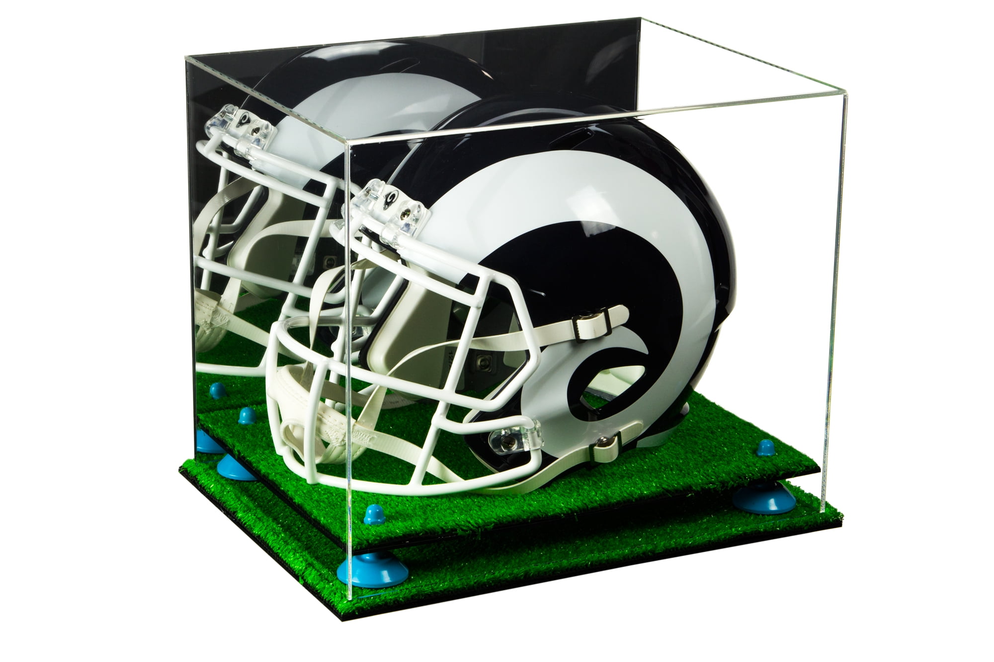 Deluxe Acrylic Football Helmet Display Case with Blue Risers, Mirror ...