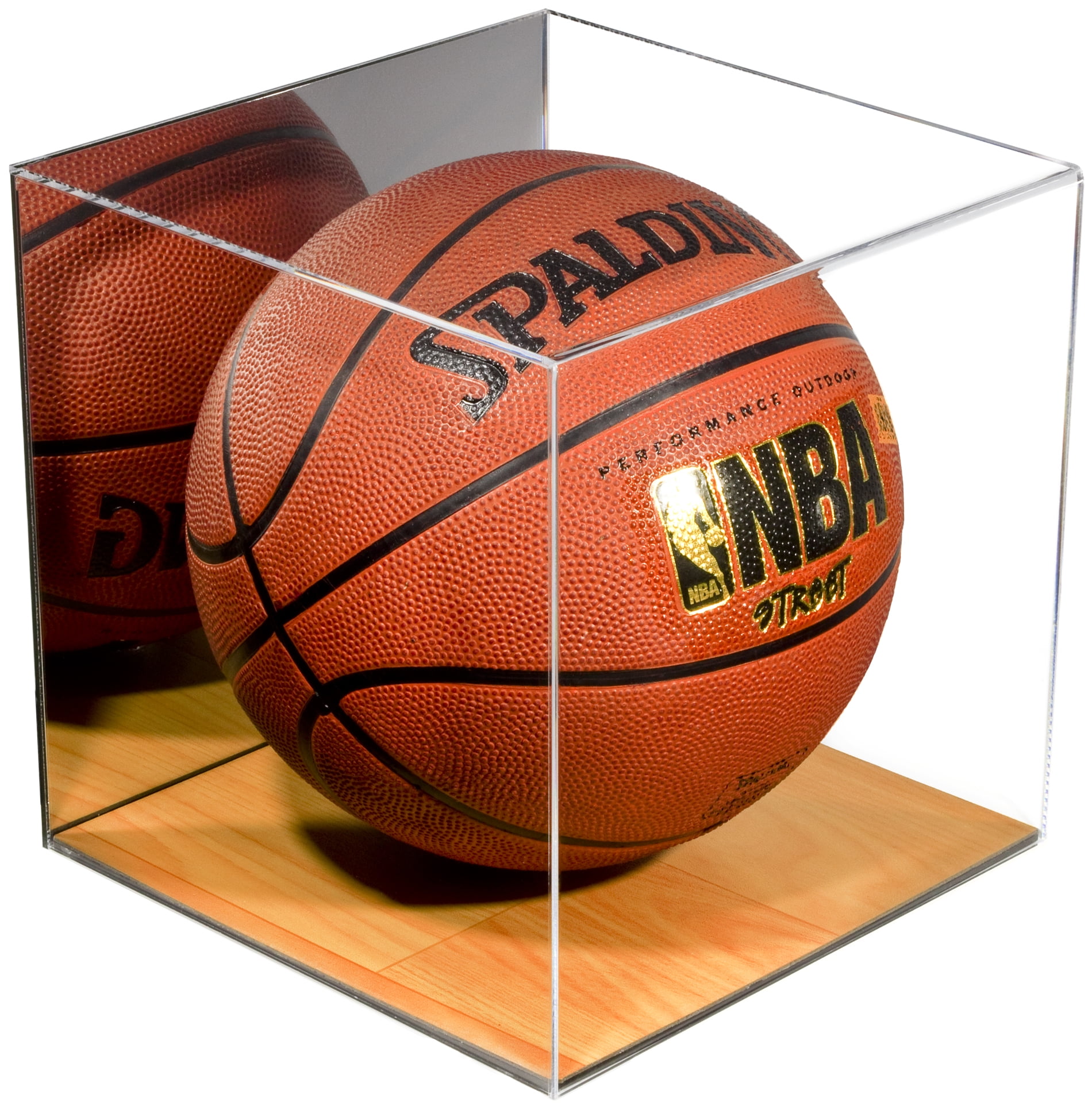 Deluxe Acrylic Full Size Basketball Display Case with Simulated Wood ...