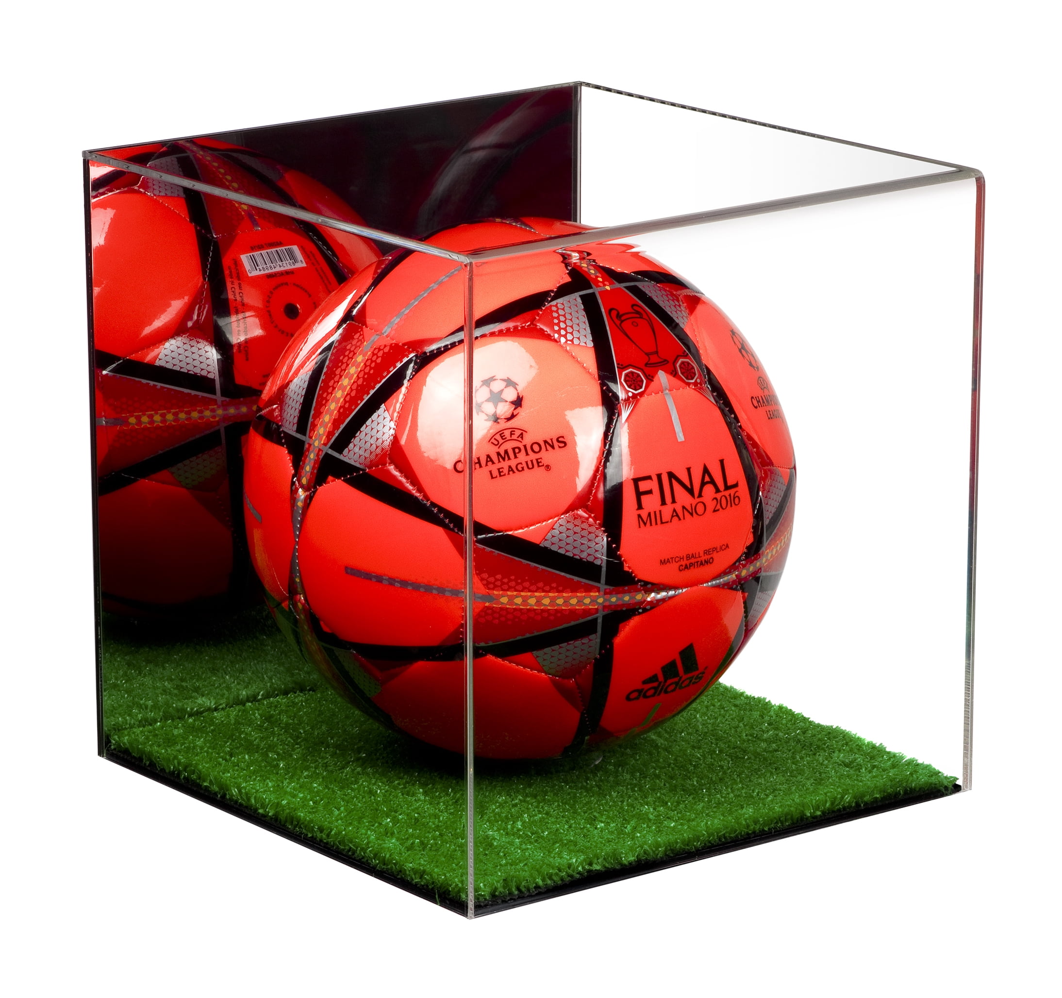 Deluxe Acrylic Full Size Soccer Ball Display Case with Mirror and Turf ...
