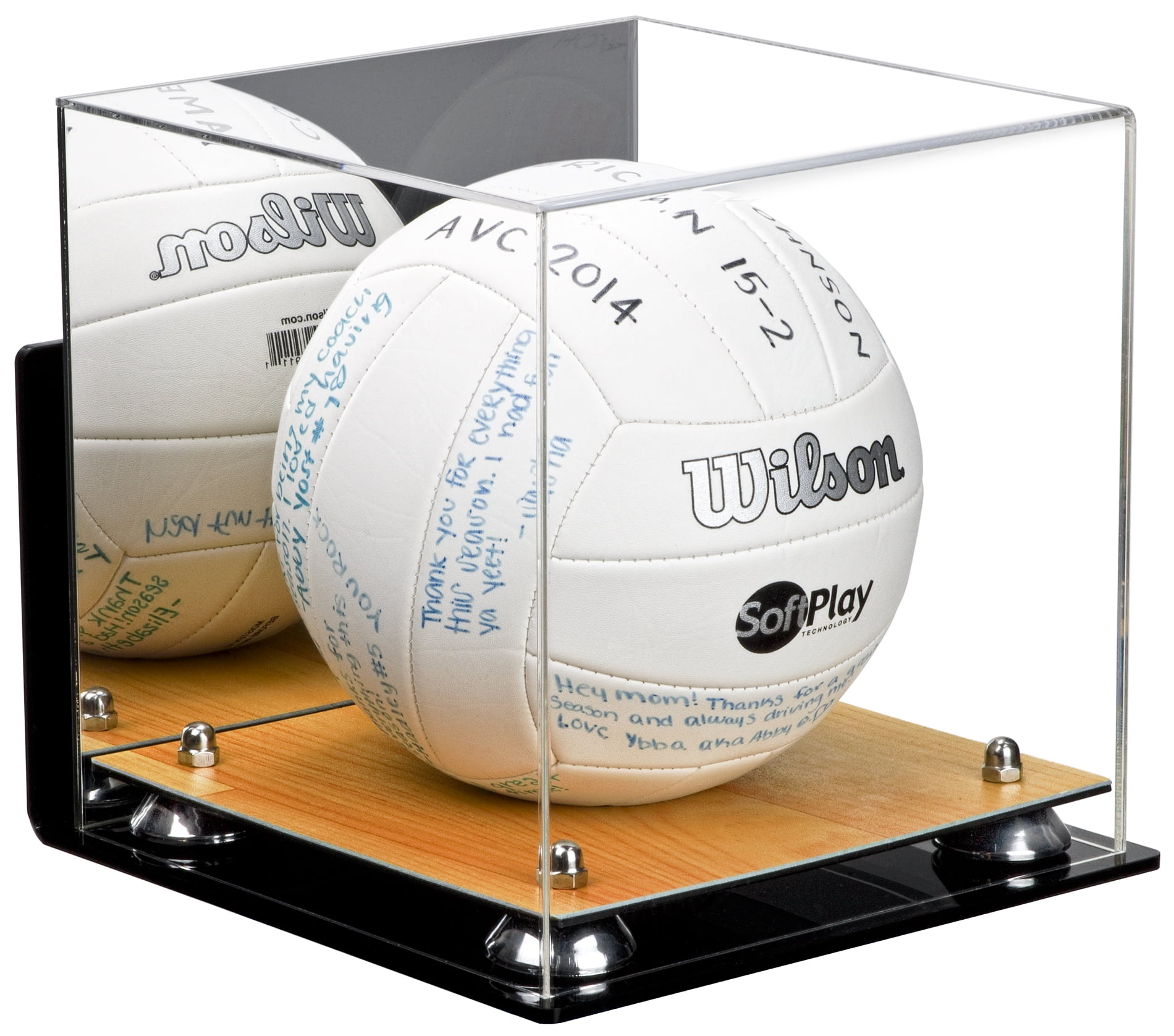 Deluxe Acrylic Volleyball Wall Mount Display Case with Mirror, Wood ...
