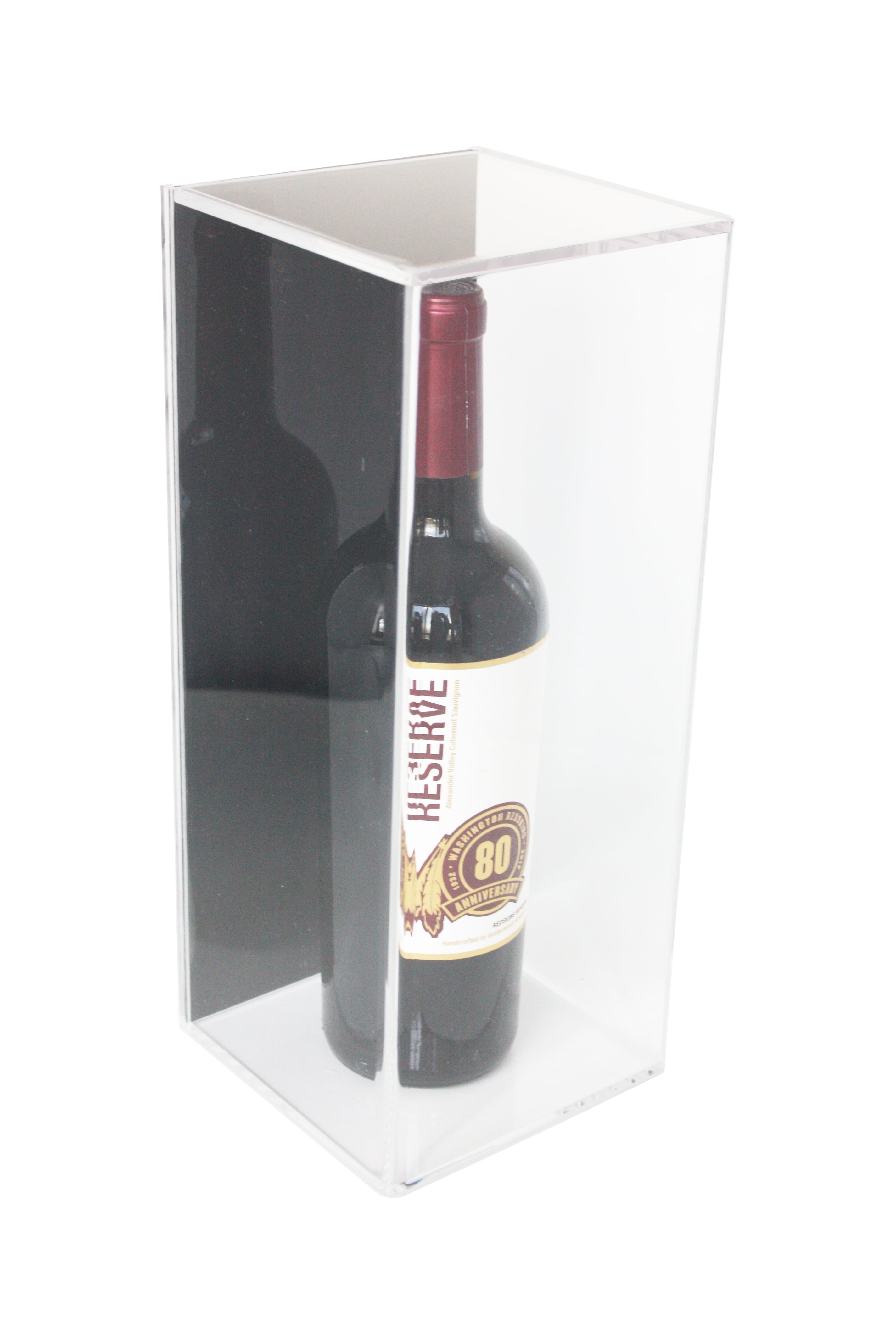 Deluxe Acrylic Wine Bottle Display Case with Black Back and Wall Mount ...