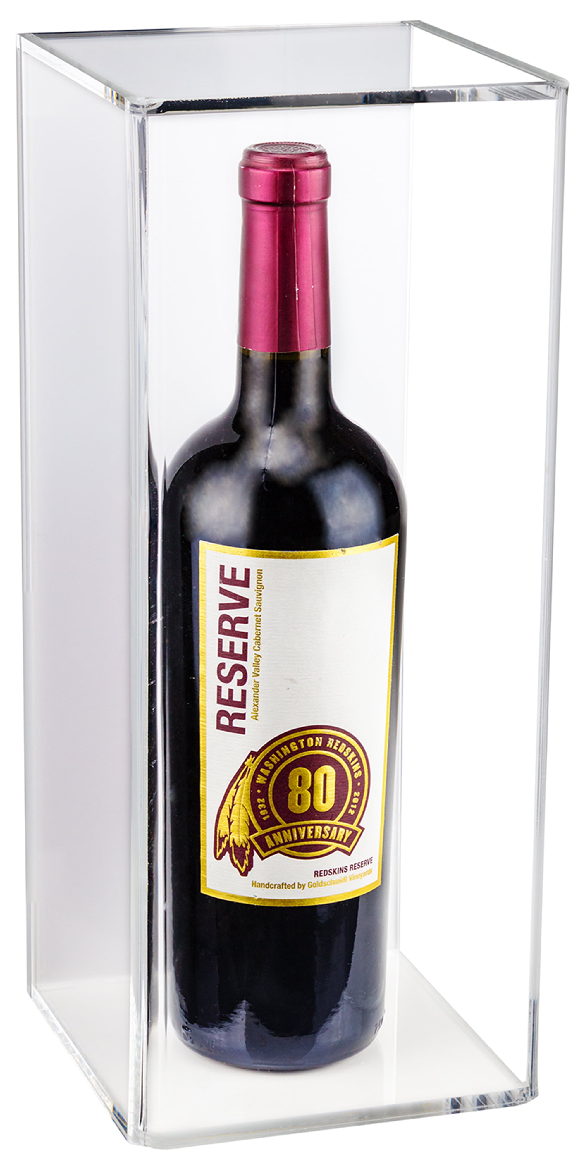 Deluxe Acrylic Wine Bottle Display Case with White Back and Wall Mount ...