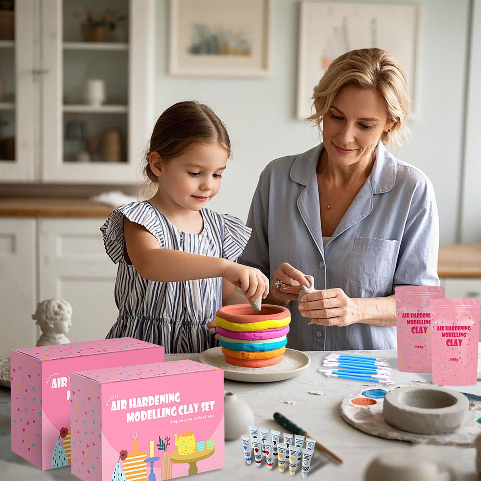 Deluxe Air Dry Clay Set - 12 Colors Soft Clay with Step-by-Step Video ...