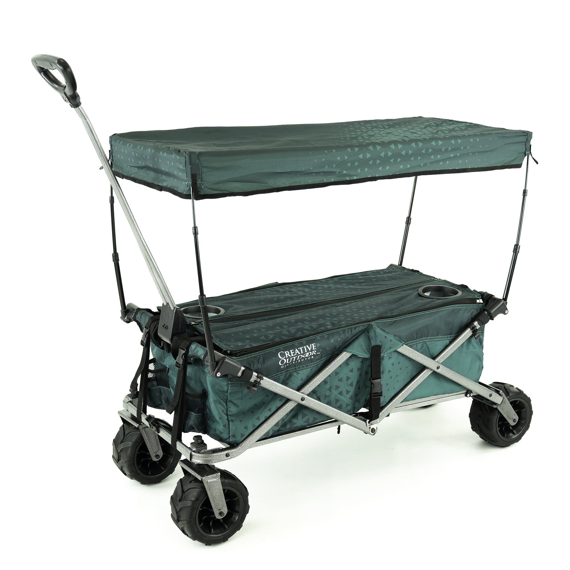 Creative Outdoor Foldable Wagon with Canopy and All Terrain Wheels, 150lbs Weight Capacity ...