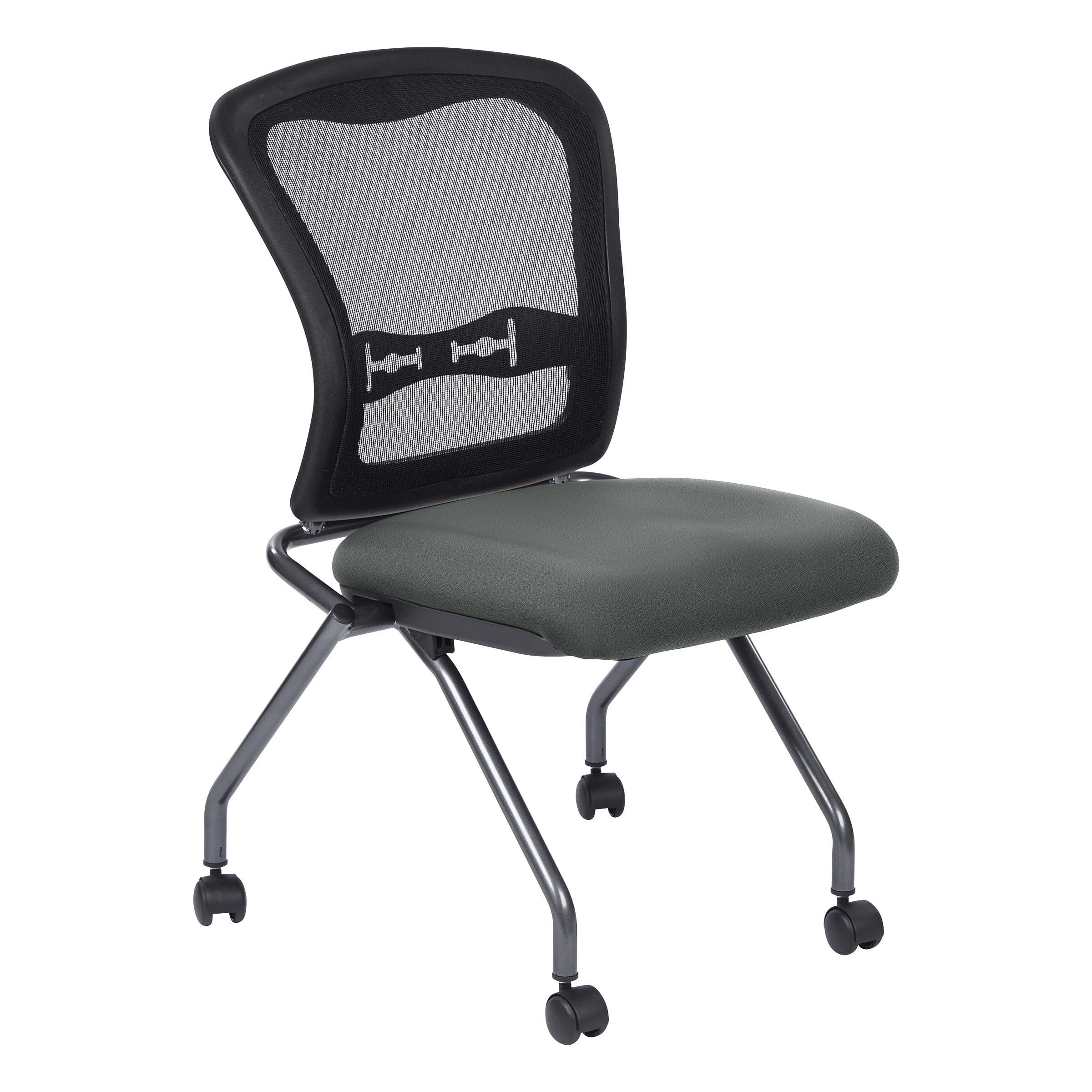Deluxe Armless Folding Chair With ProGrid Back (2-Pack) in Gray Fabric ...