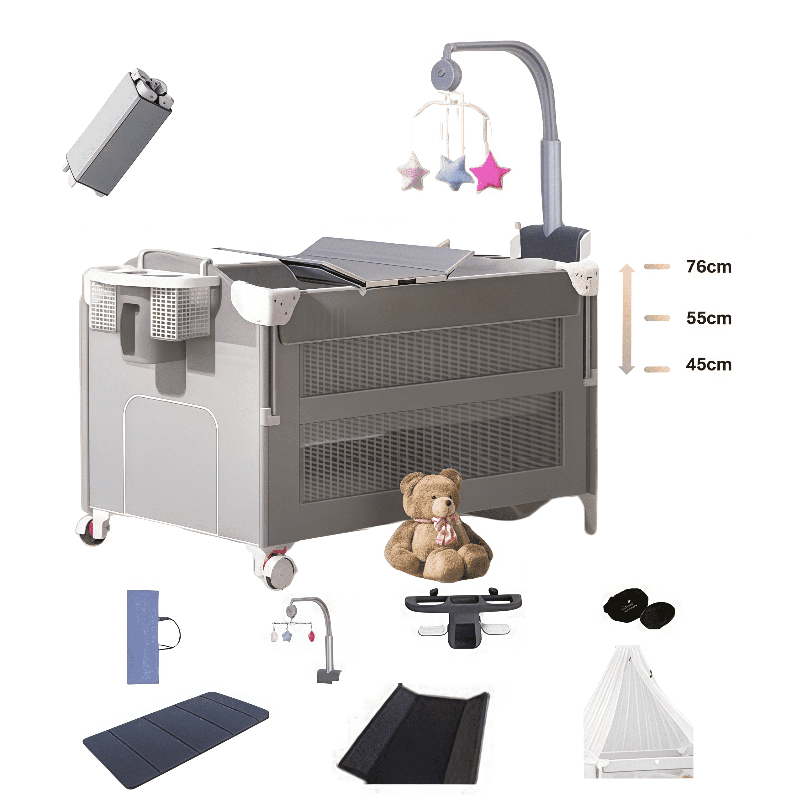 Deluxe Baby Play Portable Infant Playard,Baby Crib with Bassinet ...